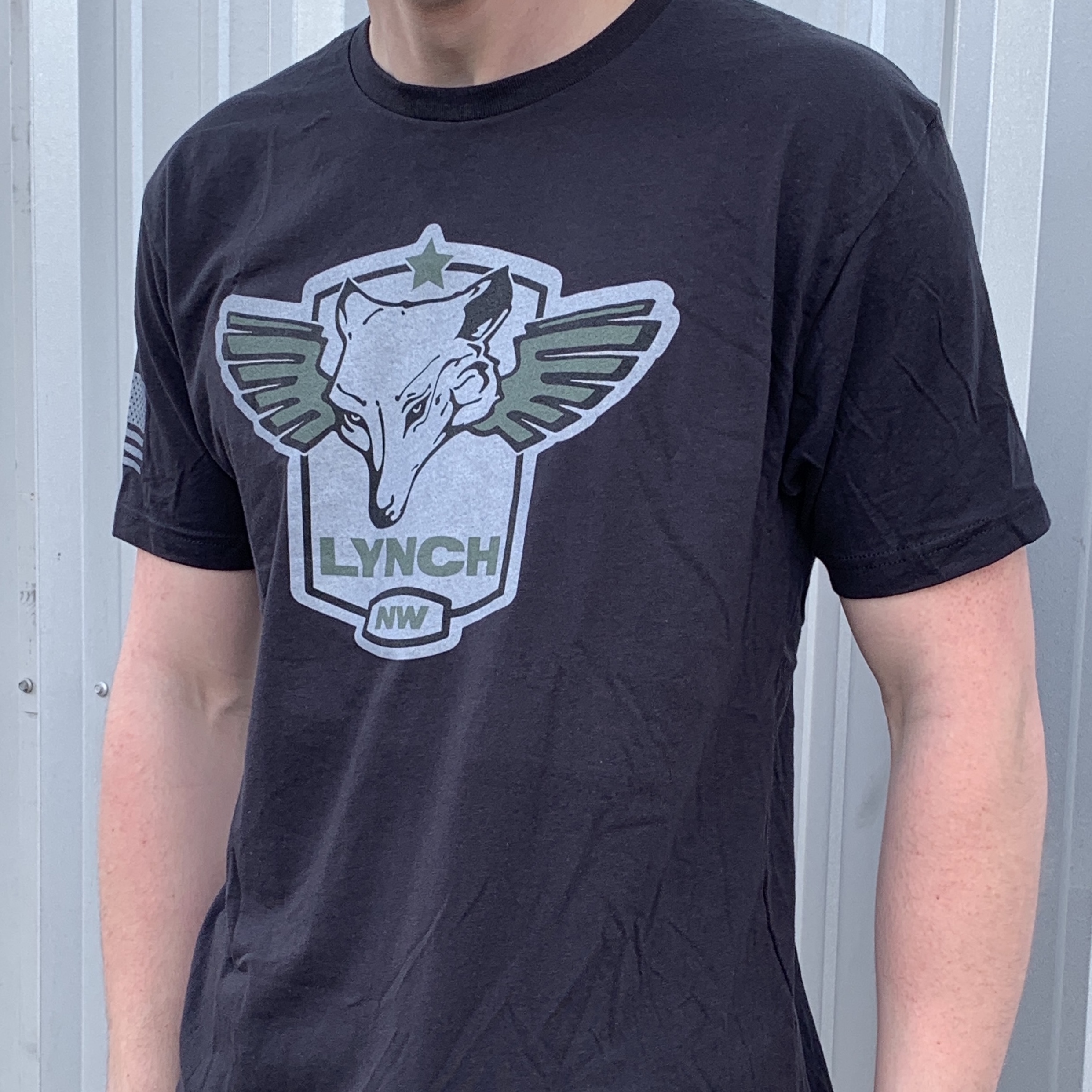 Next Level Black Wolf Wing w/ Grey Flag T-Shirt (NL6210)