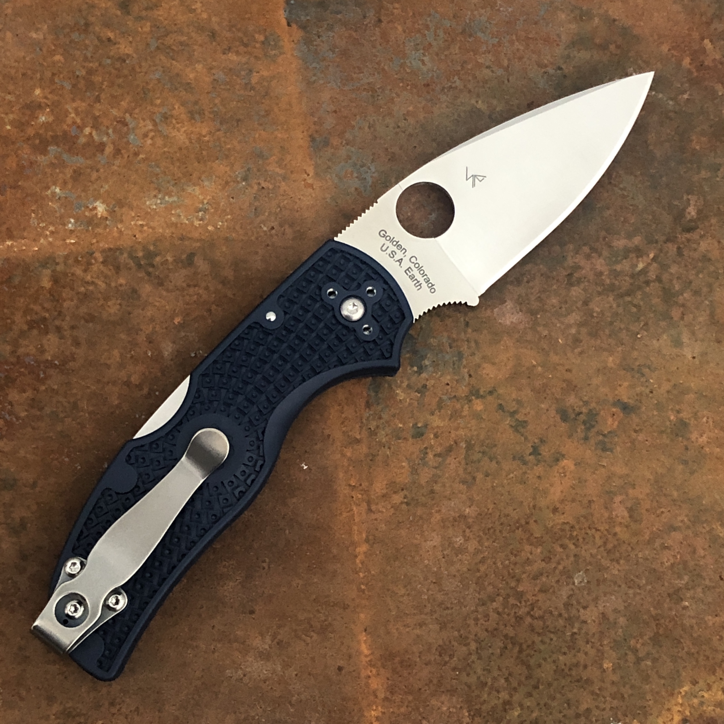 Spyderco Native 5 Dark Blue FRN S110V Blade (C41PDBL5) Deep Carry Titanium Clip