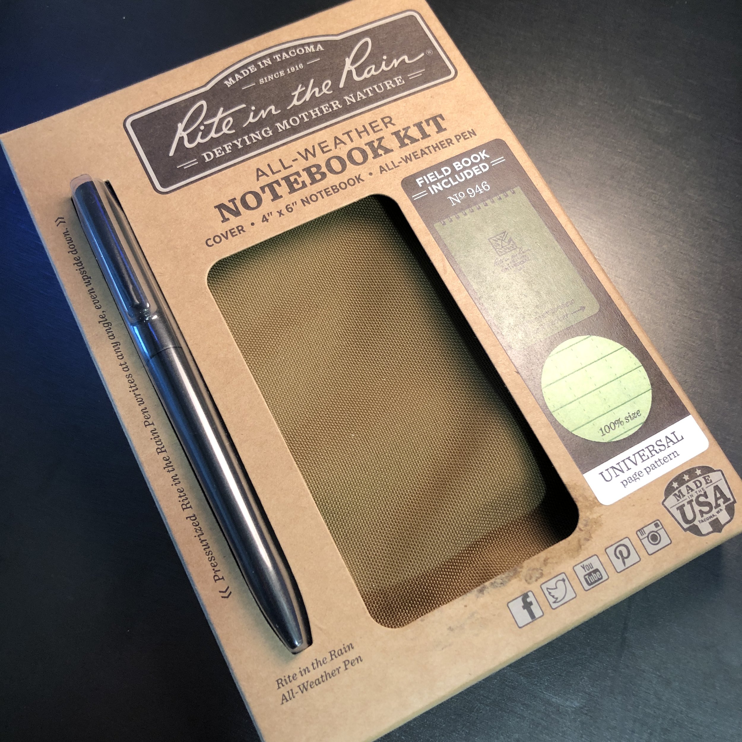 Rite in the Rain All Weather Green 4x6 Notebook Kit (No 946 Kit)