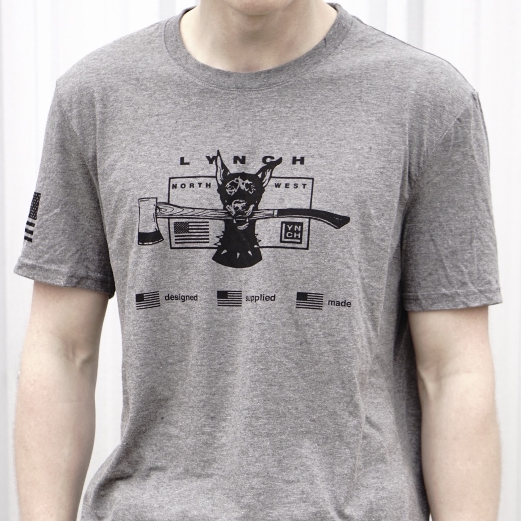 Volunteer Knitwear Grey Heather Stealth Dog w/ Black Flag Tri T-Shirt ...