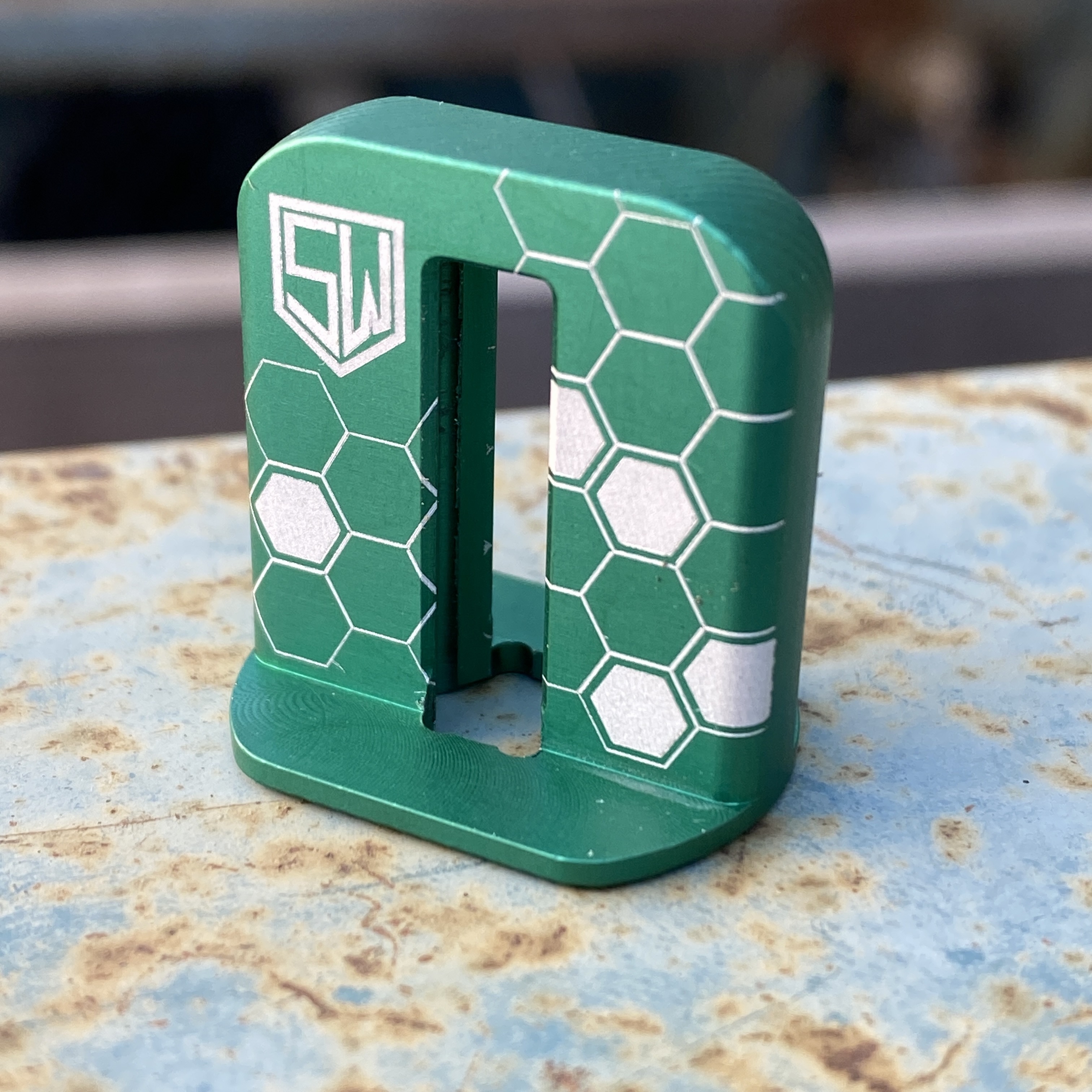 Skiff Workshop Finger Bit - Green Hex Laser Green Anodized Aluminum