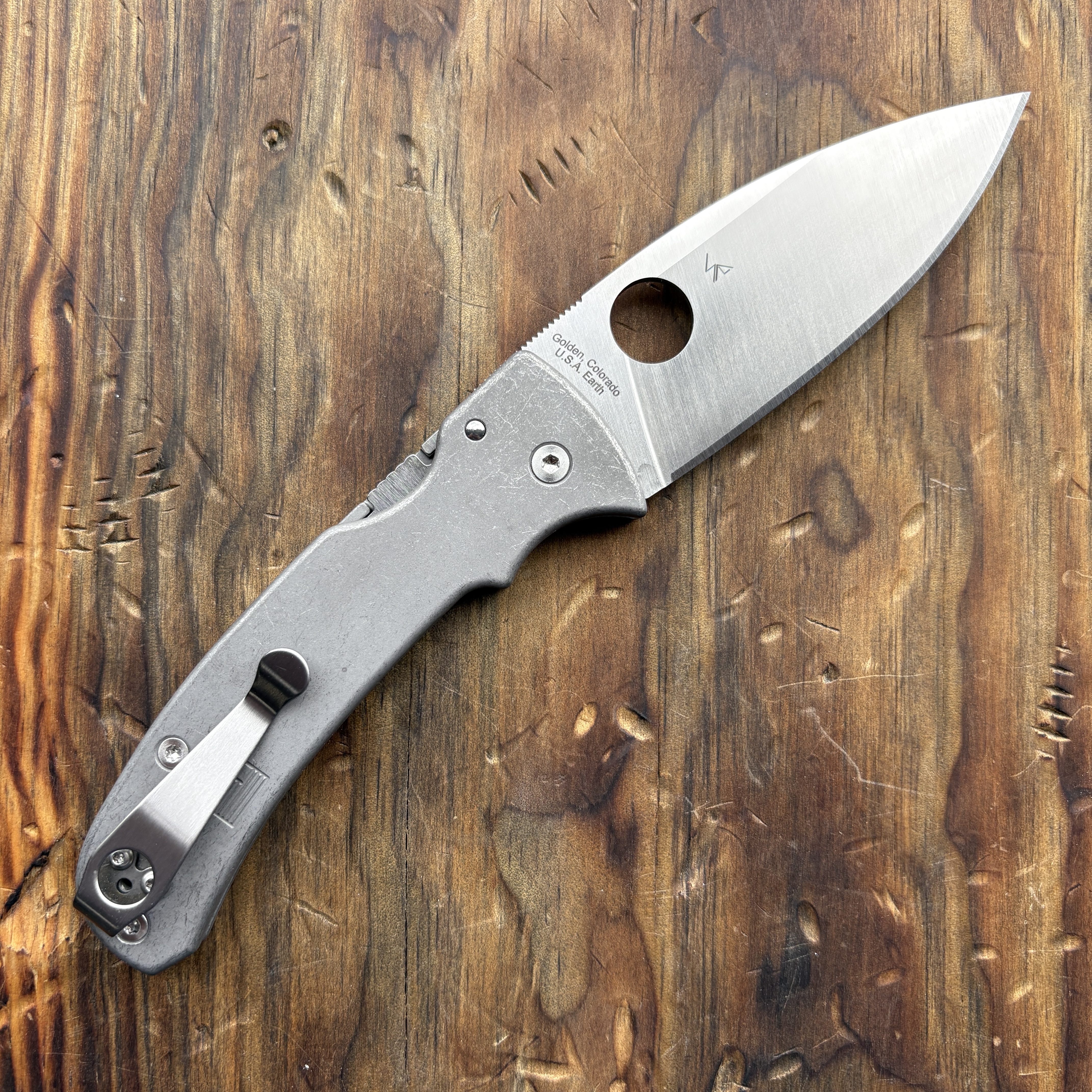 Spyderco Shaman Skinny Fallout Plain Titanium Scales Satin SPY27 Satin ...