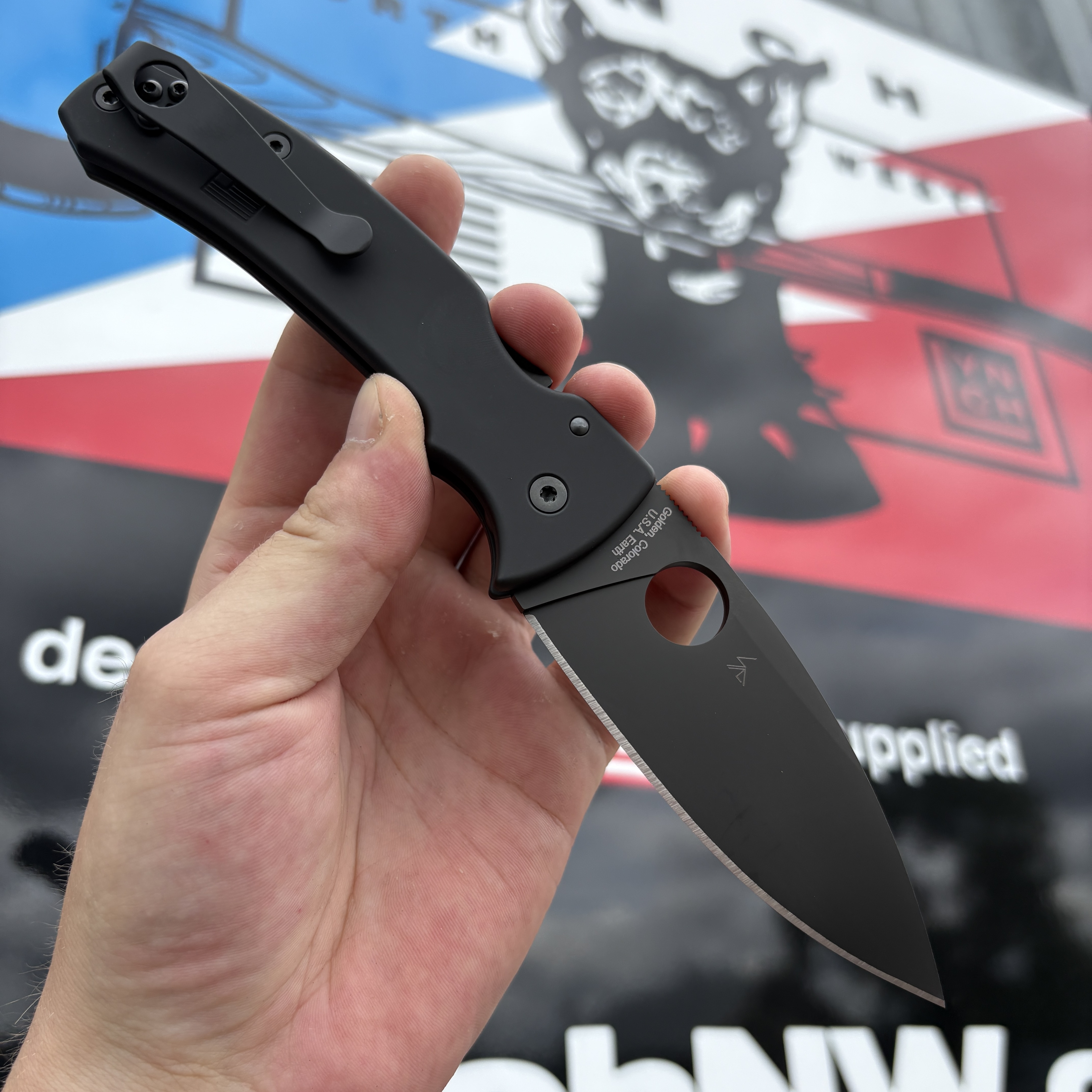 Spyderco Bodacious Skinny Black Armor Plain Titanium Scales Black S30V ...