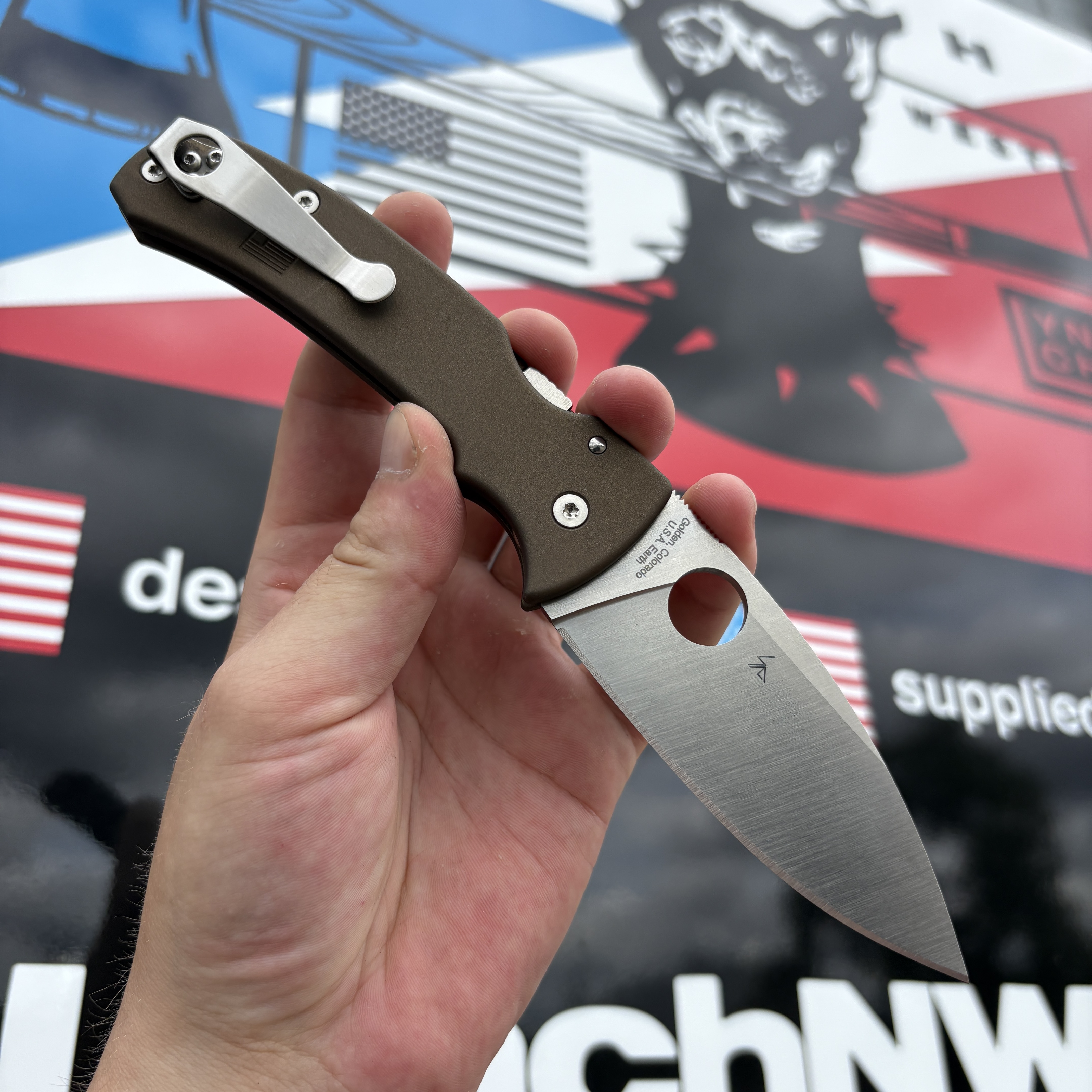 Spyderco Bodacious Skinny Midnight Bronze Plain Titanium Scales Satin ...