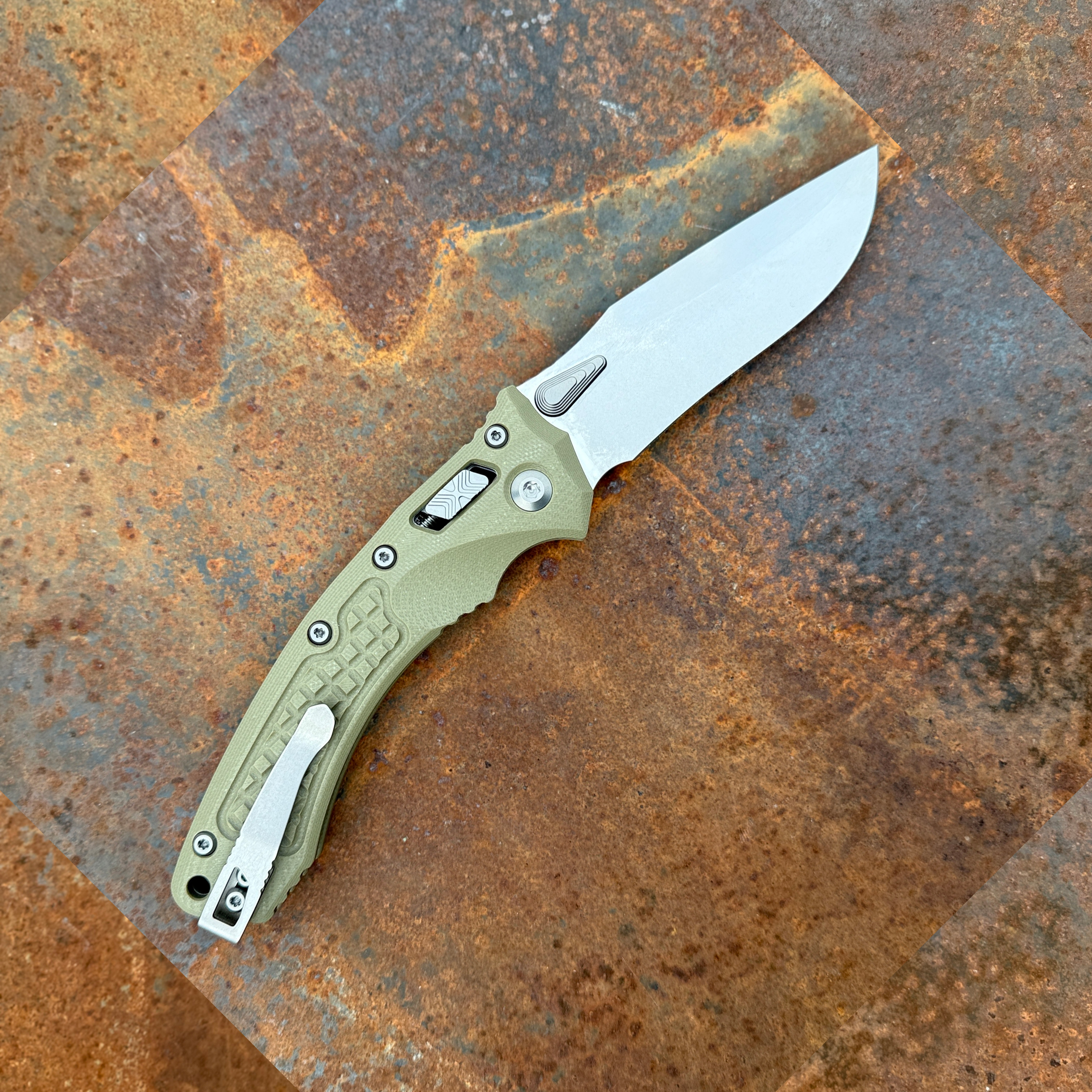 Microtech Amphibian Ram-Lok Frag OD Green G10 Stonewashed M390MK (137RL ...