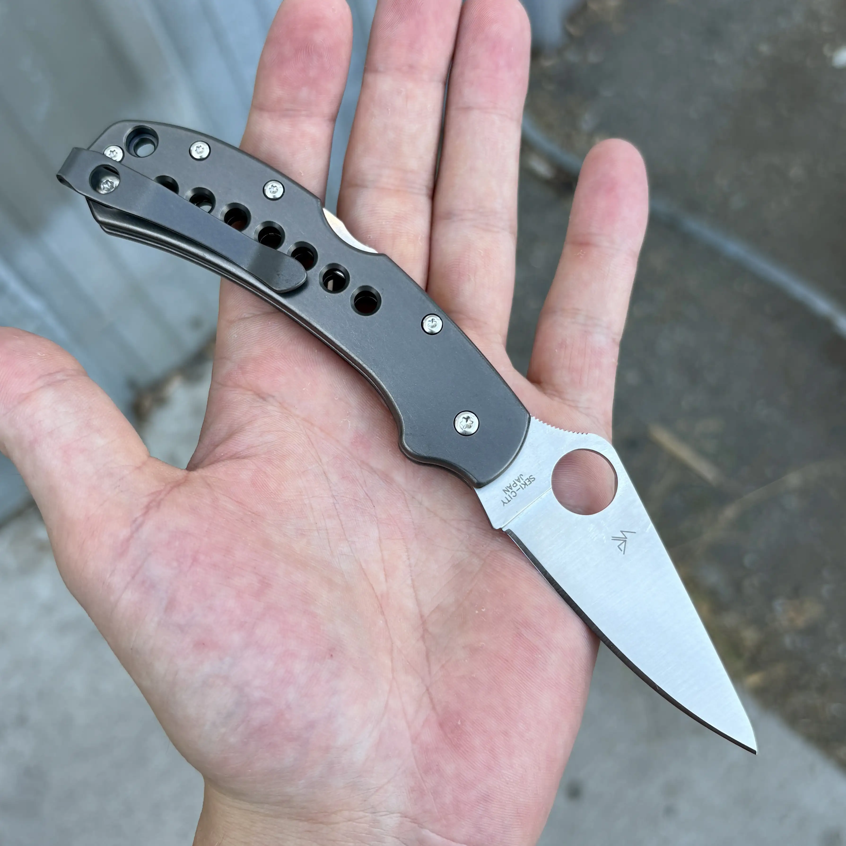 Spyderco Delica 4 MOD 2 Dark Abyss Titanium Scales - Back-Spacer - Clip ...
