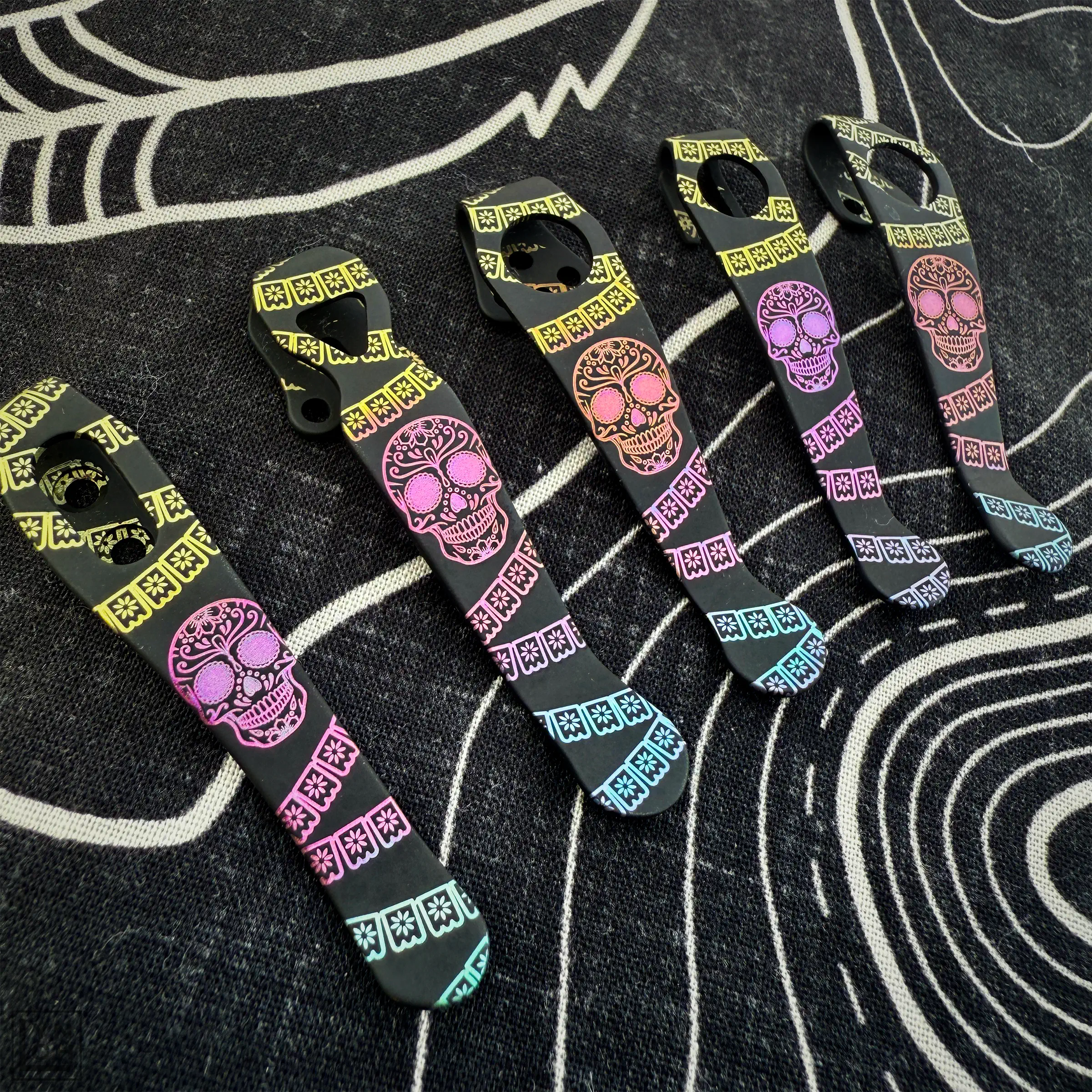 Sugar Skull Deep Carry Titanium Pocket Clips
